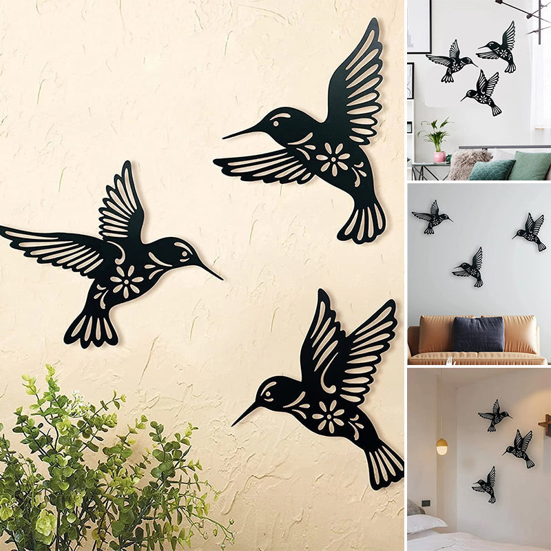 🐦Lot de 3 décorations murales en métal Colibri – ensoleillant